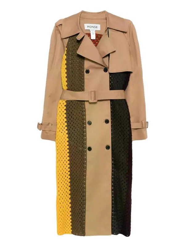 Monse Crochet Trench Coat - Brown