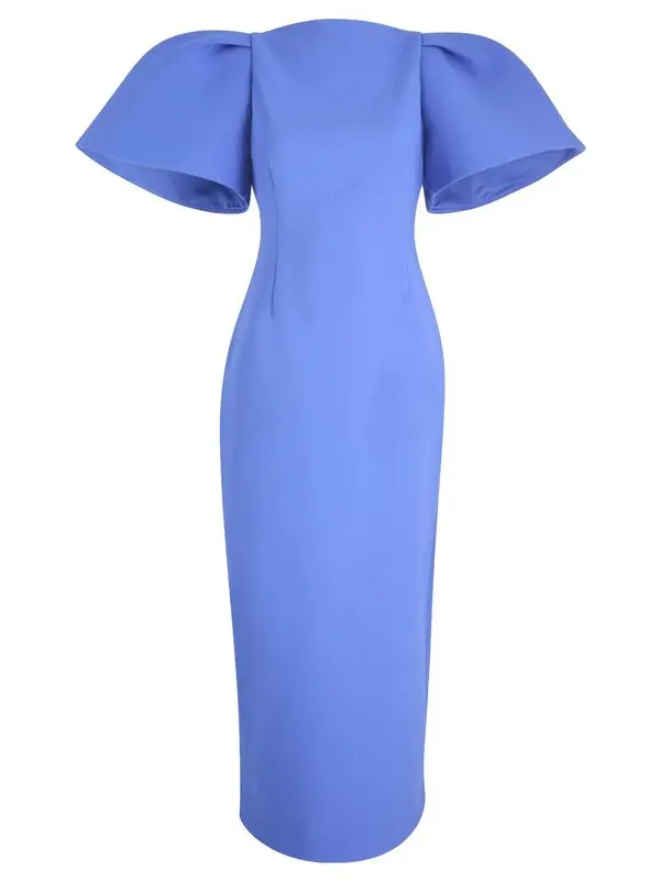 Solace London Lora Crepe Midi Dress - Blue