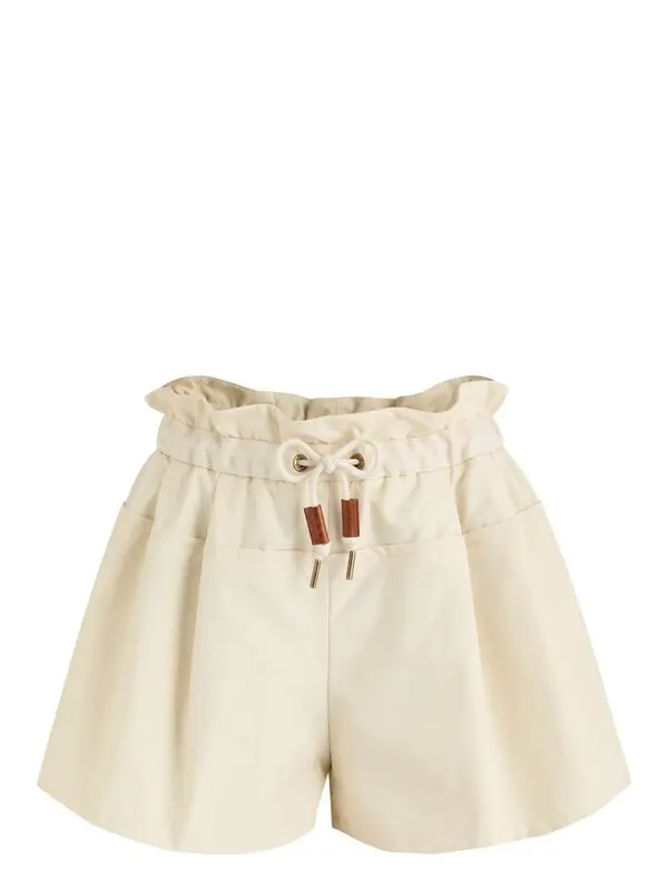 Moncler Canvas Trim Shell Shorts - Ivory