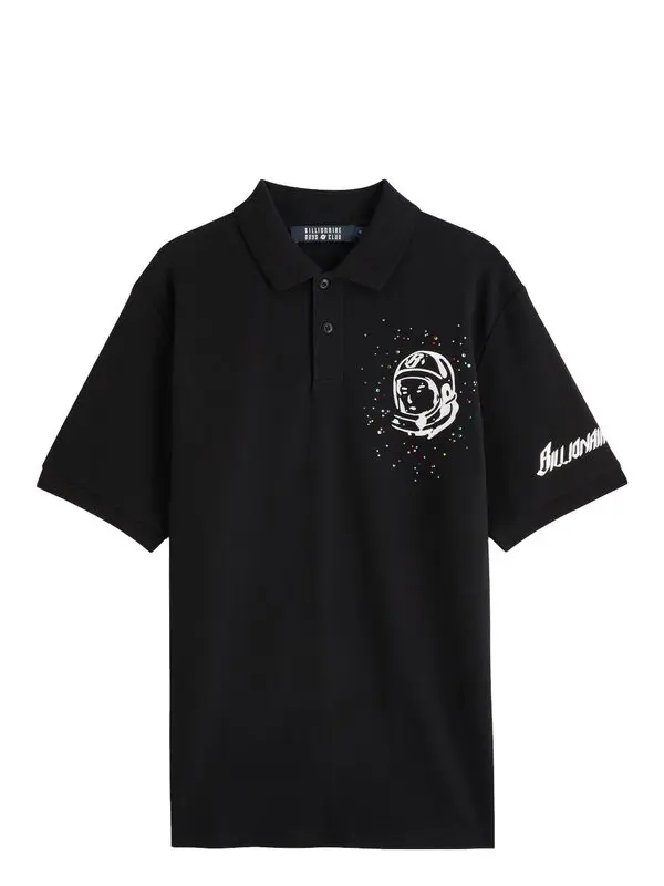 BILLIONAIRE BOYS CLUB Embellished Astro Piqué Cotton Polo Shirt - Black