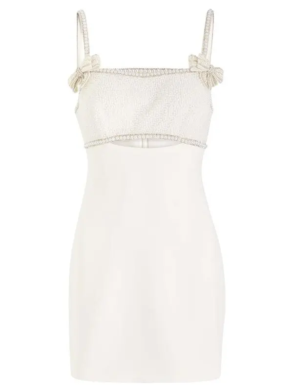 SELF-PORTRAIT Pearl Embellished Mini Dress - White