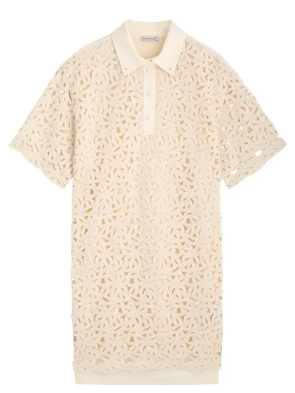 Moncler Embroidered Cotton Shirt Dress - Ivory