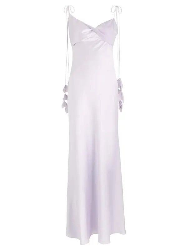 SELF-PORTRAIT Floral-embellished Maxi Slip Dress - Lilac