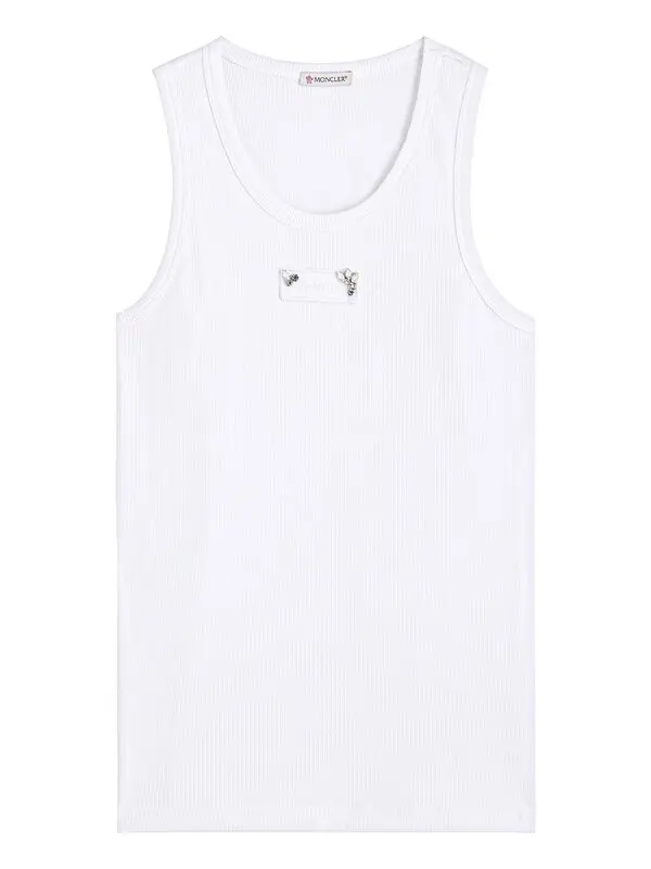 Moncler Crystal-embellished Logo Tank - White