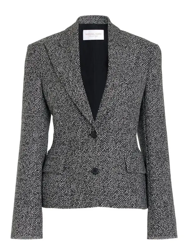 Michael Kors Twill Wool Jacquard Blazer - Black,white