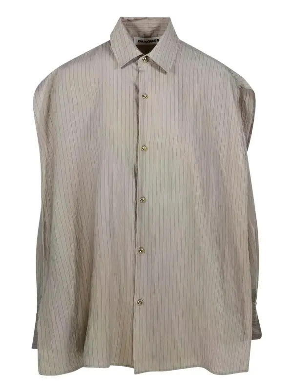 DARKPARK Cape-attached Pinstripe Shirt - Neutrals