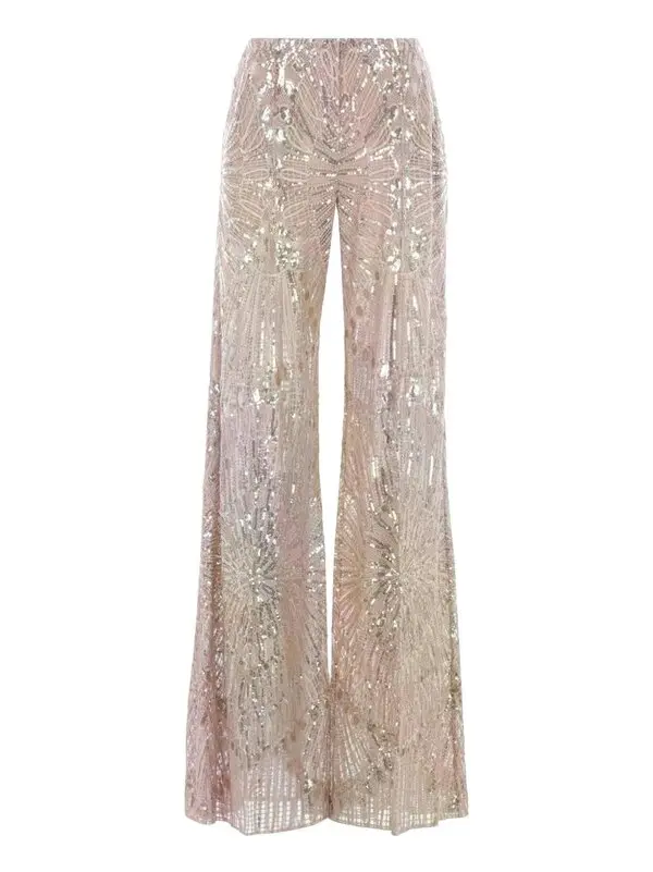 Elie Saab Embroidered Flared Trousers - Neutrals