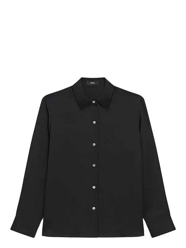 Theory Silk Straight Shirt - Black