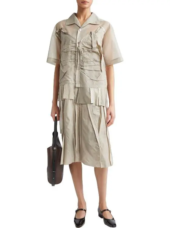 MAISON MARGIELA Décortiqué Pleated Shirtdress - Stone And Powder
