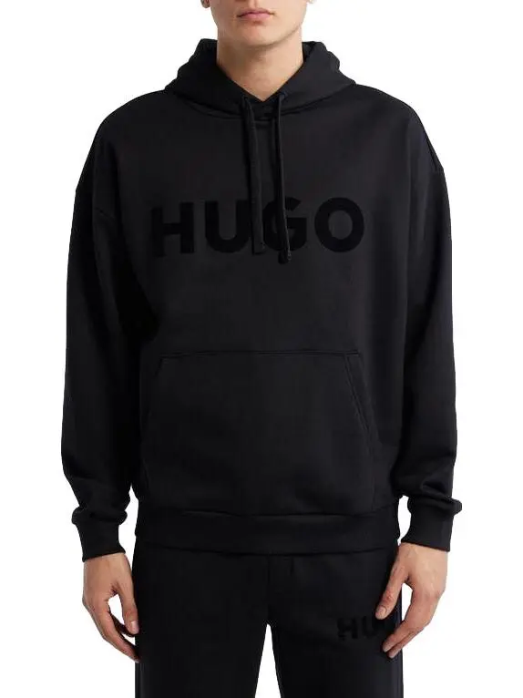 Hugo Ditchle Oversize Logo Graphic Hoodie - Black