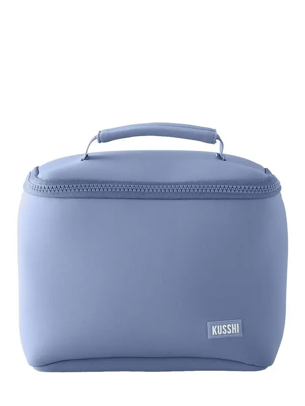 KUSSHI Neoprene Train Case - Pearl Blue/ Sand Pink