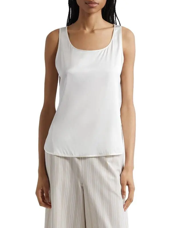 MM BY MAX MARA Sleeveless Stretch Silk Top - White