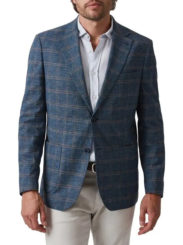 34 Heritage Matteo Shadow Check Sport Coat - Blue