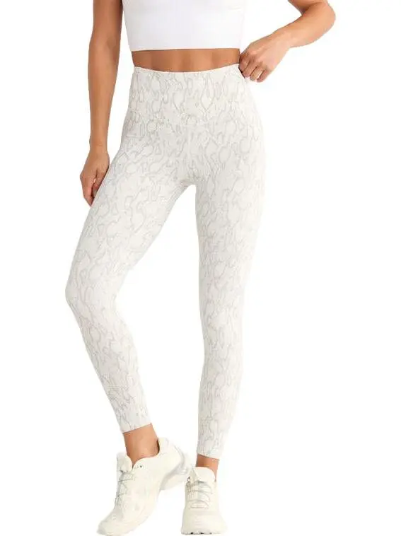 Zella Studio Luxe Print High Waist 7/8 Leggings - Ivory Geo Snake