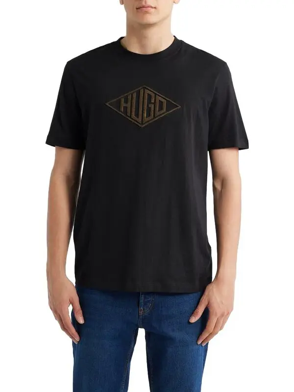 Hugo Dalendi Logo Embroidered T-shirt - Black