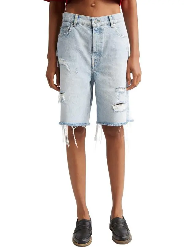 GOLDEN GOOSE Marsha Denim Bermuda Shorts - Cloud Blue