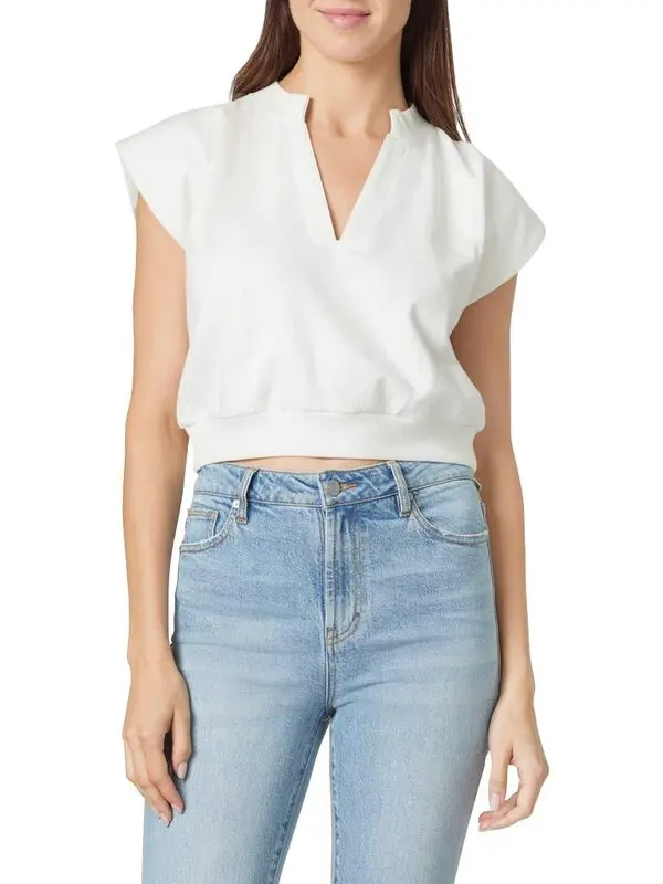 Habitual Extended Shoulder Crop Knit Top - Marshmallow