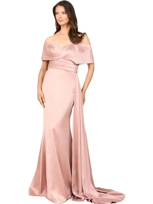 LARA NEW YORK Off-shoulder Satin Dress - Blush