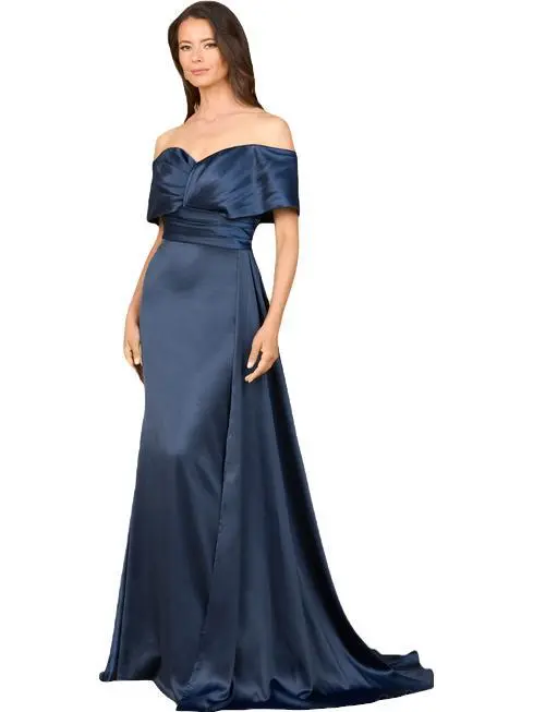 LARA NEW YORK Off-shoulder Satin Dress - Navy
