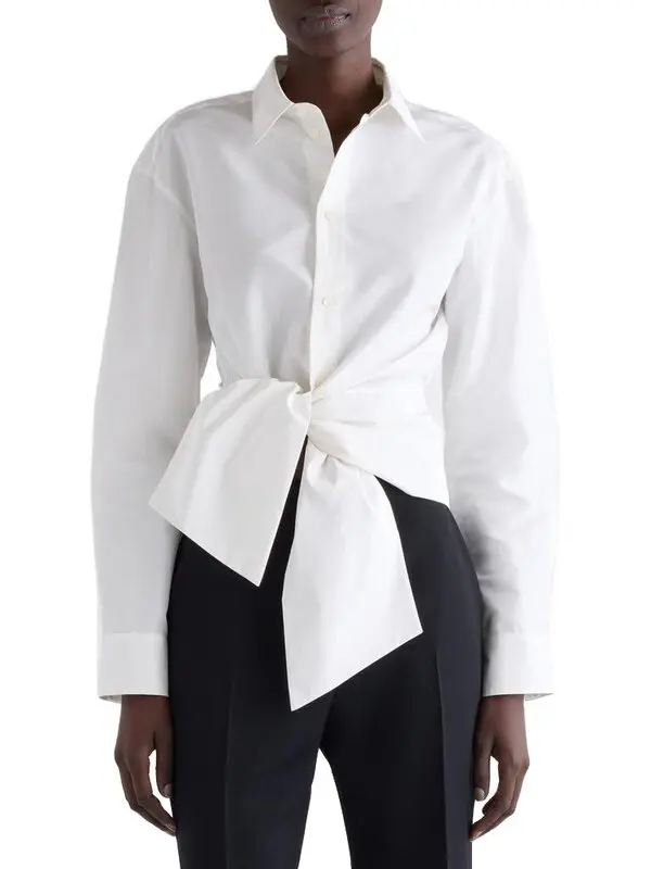 Givenchy Bow Taffeta Button-up Shirt - Off White