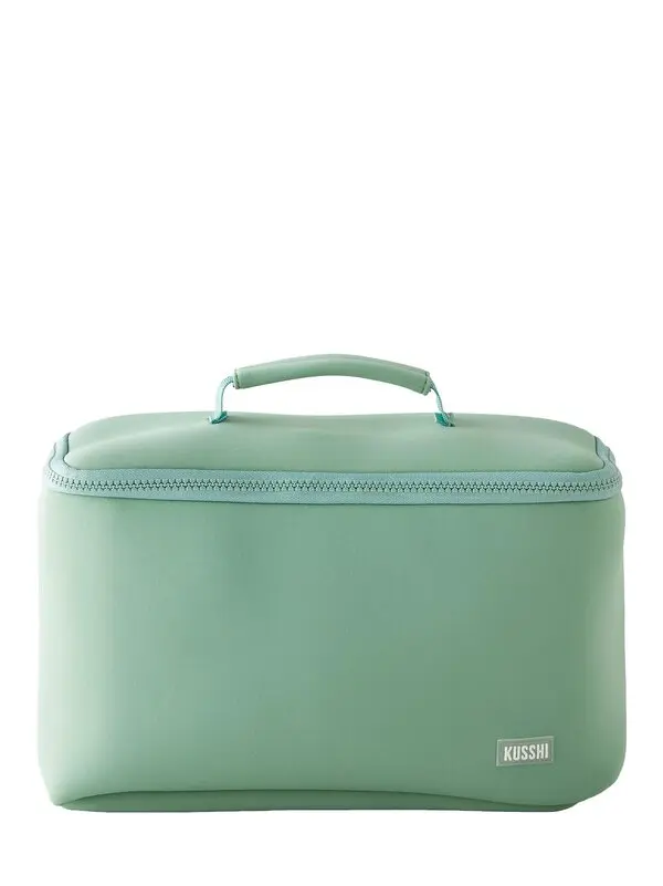 KUSSHI Train Case - Sage Green/ Coral Rose-large