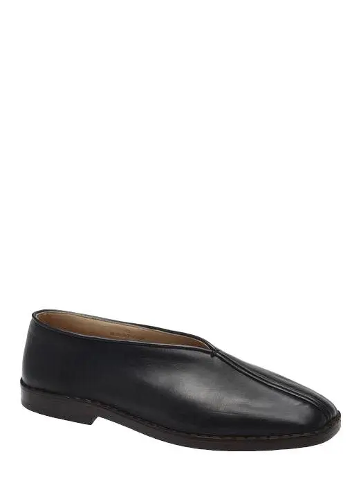 LEMAIRE Piped Leather Loafer - Black/dark Chocolate