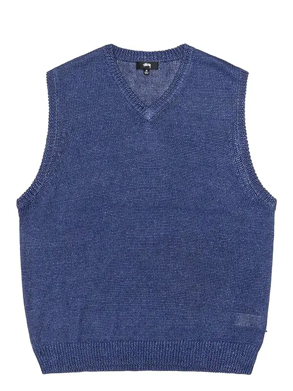 StÜssy Loose Knit Linen Vest - Blue