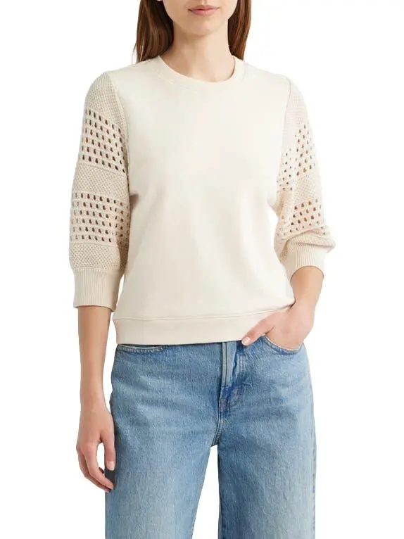 Rails Kimberly Open Knit Cotton Sweater - Oat