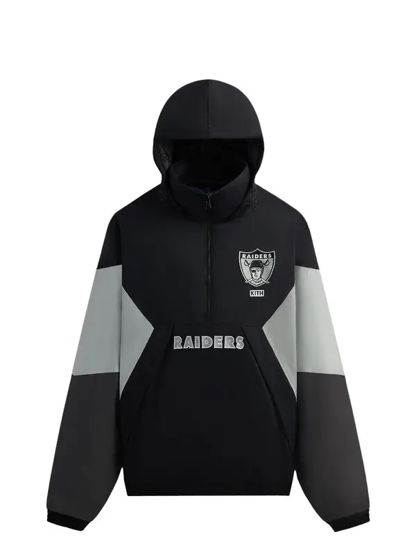 Kith 47 For The Nfl: Raiders Quarter Zip Anorak With Hood - Black