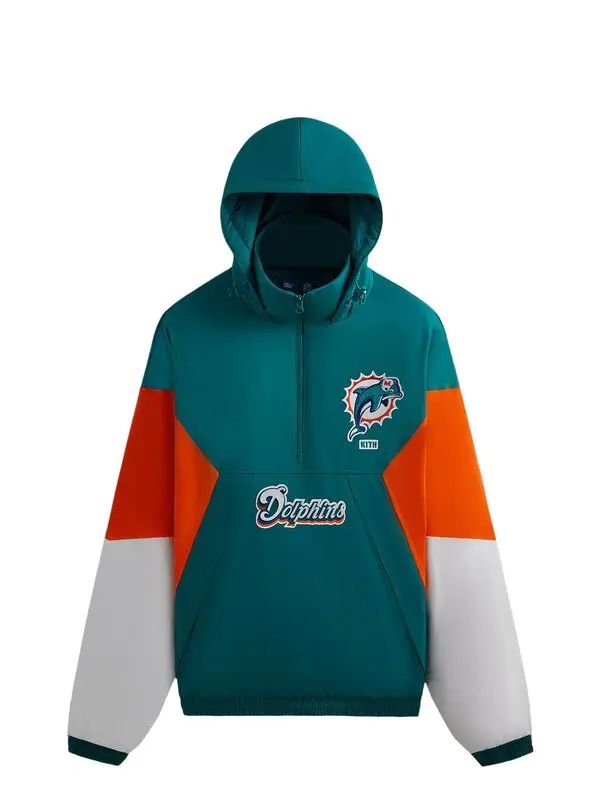 Kith 47 For The Nfl: Dolphins Quarter Zip Anorak With Hood - Green
