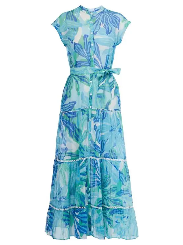 Poupette St Barth Kora Printed Cotton Gauze Maxi Dress - Blue