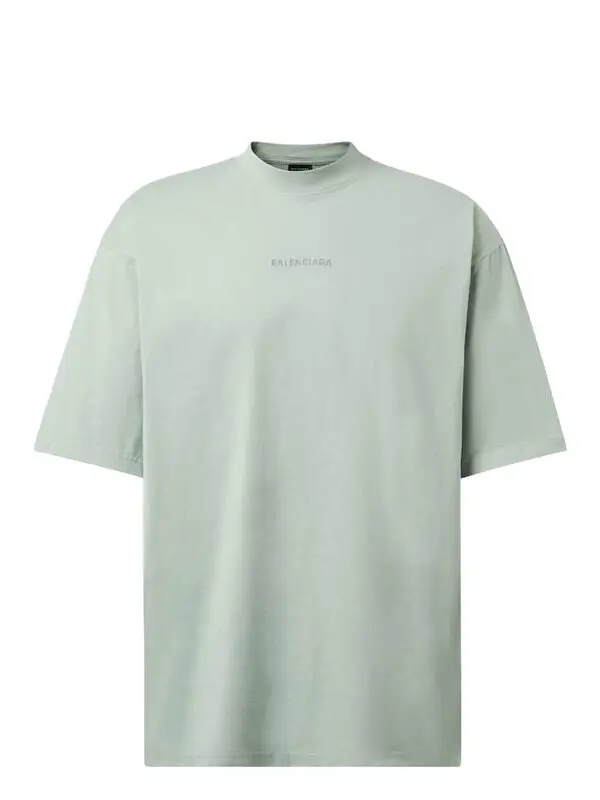 Balenciaga Logo Cotton Jersey T-shirt - Green