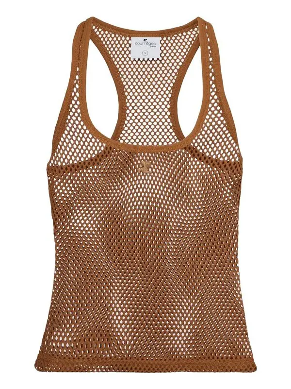 COURREGES Courrèges Scuba Cotton Mesh Tank Top - Brown