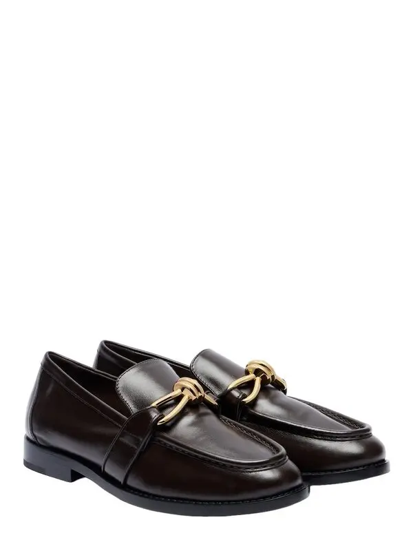 Bottega Veneta Astaire Knot Leather Loafers - Brown