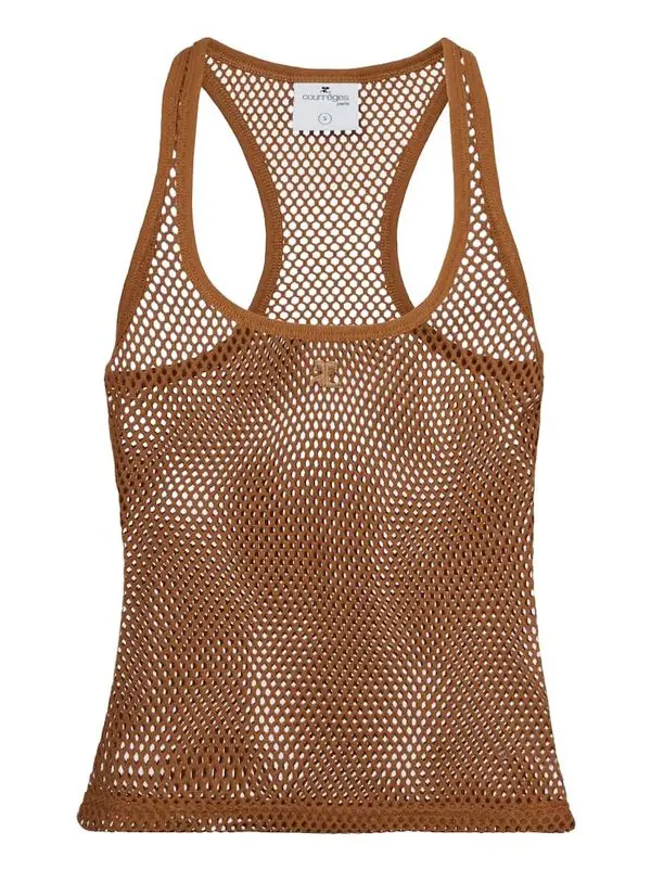 COURREGES Courrèges Scuba Cotton Mesh Tank Top - Brown