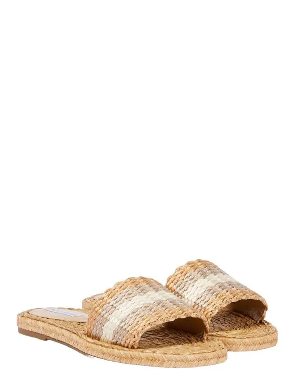 AQUAZZURA Playa Raffia Slides - Neutrals
