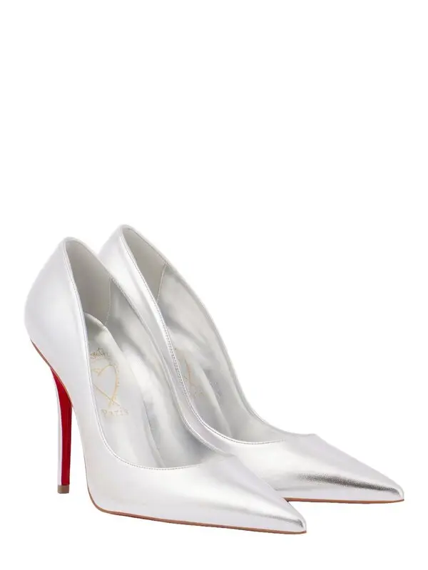 CHRISTIAN LOUBOUTIN Miss Z 100 Metallic Leather Pumps - Silver