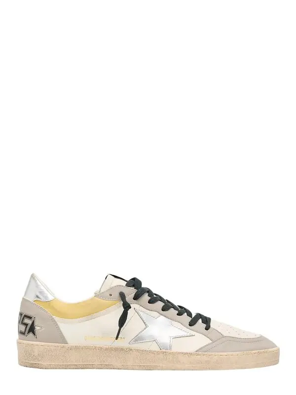 Golden Goose Ball Star Metallic Leather Low-top Sneakers - White/grey