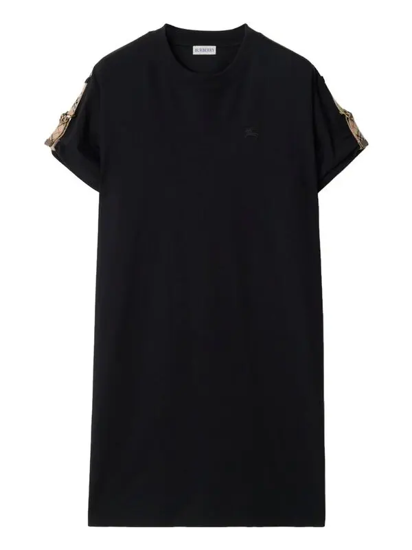 Burberry Check Trim T-shirt Dress - Black