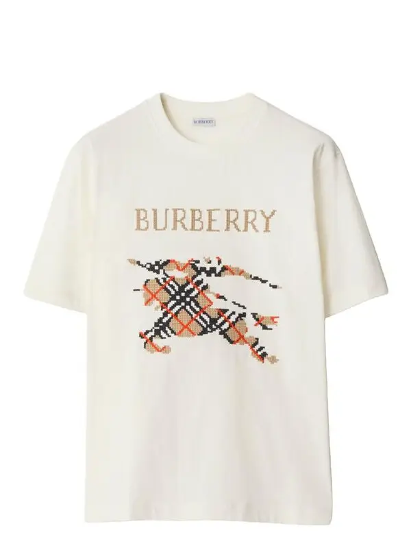 Burberry Cross Stitch Ekd​ Cotton T-shirt - Chalk White