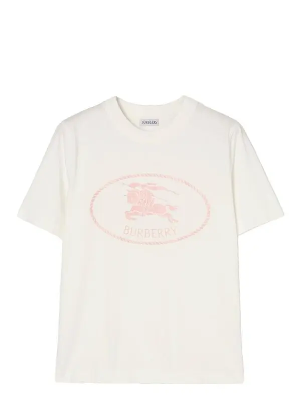 Burberry Knight Stamp Cotton T-shirt - Chalk White/mallow Pink