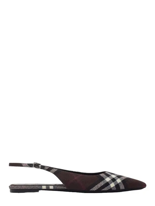 Burberry Check Slingback Ballerinas - Mahogany Brown