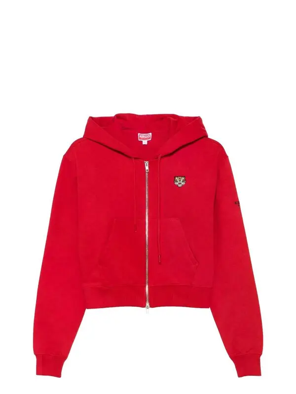 Kenzo Lucky Tiger Cropped Hoodie - Red