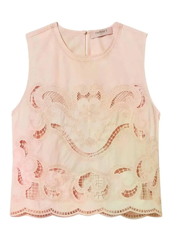 TWINSET Broderie Anglaise Top - Pink