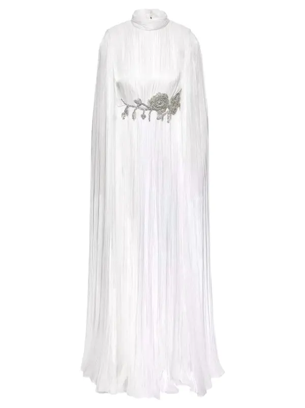 ANA RADU Pleated Cape Gown - White