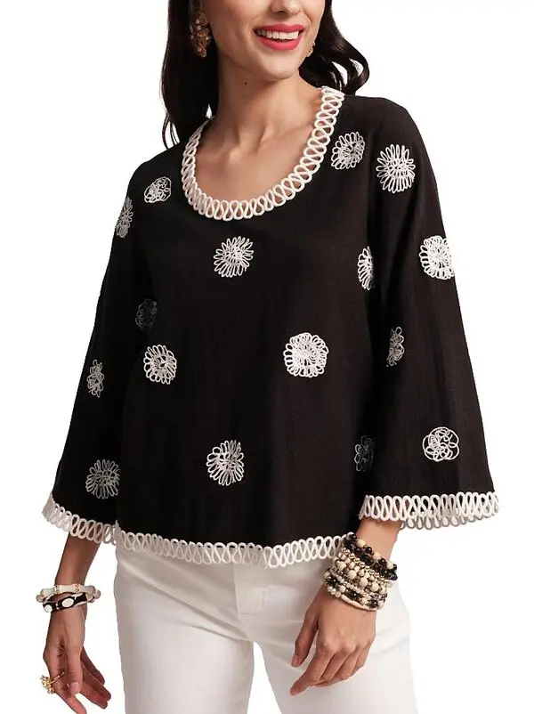 FRANCES VALENTINE Fiona Scribble Top - Black/oyster