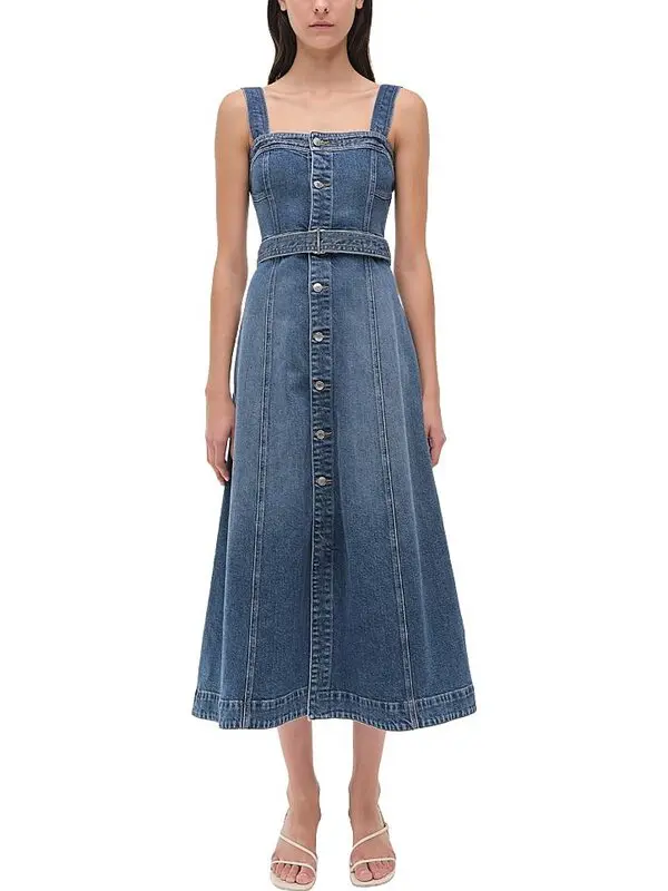 Simkhai Alba Square Neck Denim Midi Dress - Trancoso