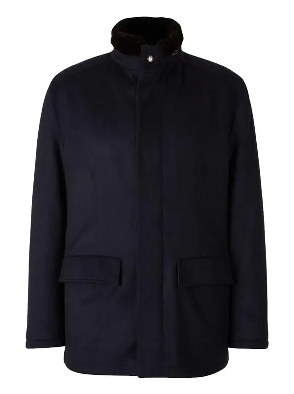 KIRED Cashmere Coat With Fur Collar - Midnight Blue