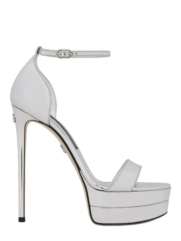 Dolce & Gabbana Mirrored-effect Platform Sandals - Silver