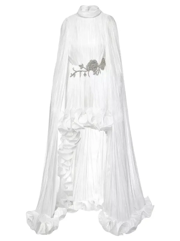 ANA RADU Pleated Cape Dress - White